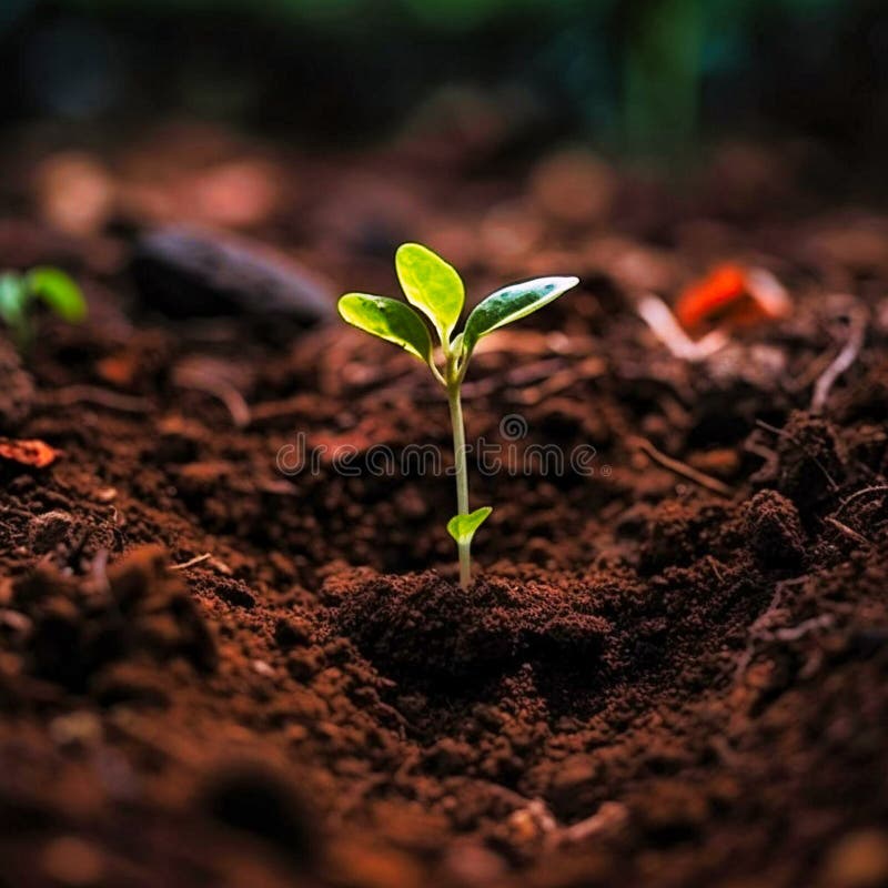 Plant Growing in the Ground. Close Up, Generative AI Stock Illustration ...