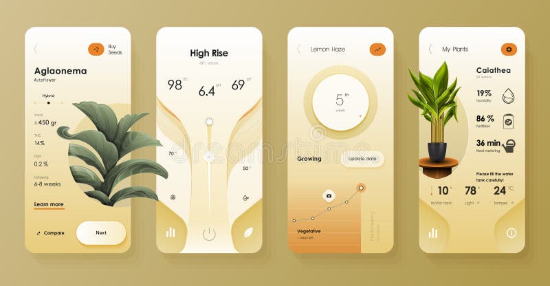 Plant Growing App Interface - Stock Vector Stock Vector - Illustration ...