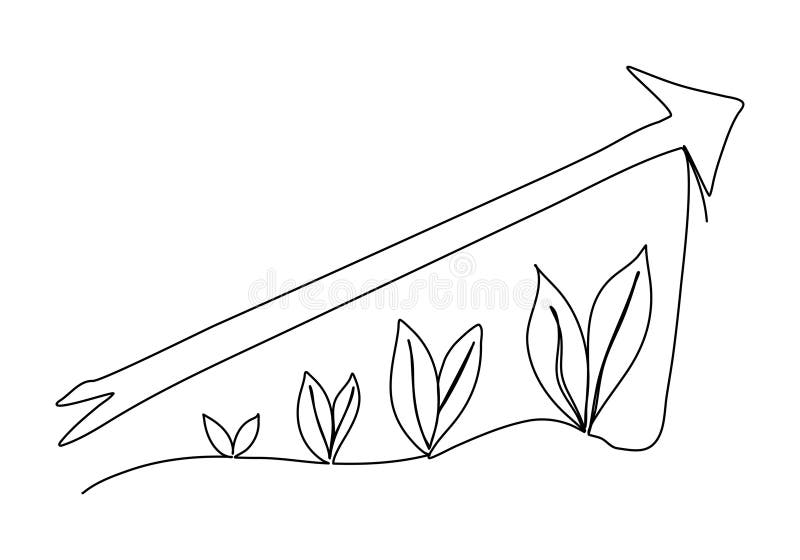Plant Growing, One Line Drawing Vector Illustration. Stock Illustration ...