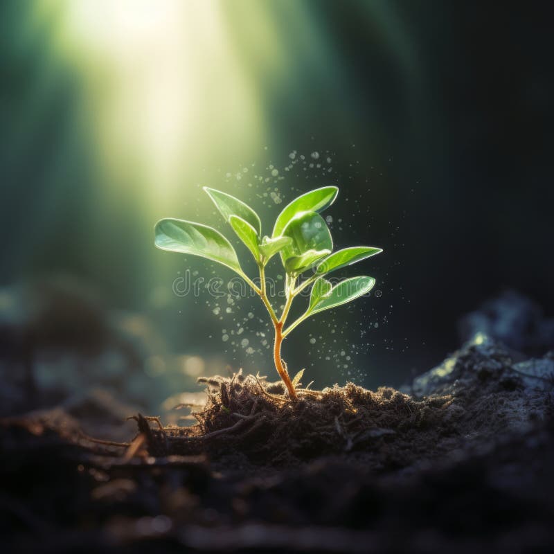 A Plant Growing Out of the Ground Stock Photo - Image of root, ecology ...