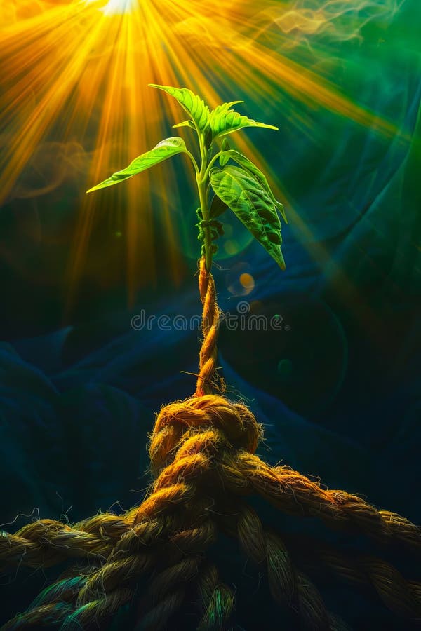 A Plant Growing Out of a Rope Stock Photo - Image of grow, sunshine ...
