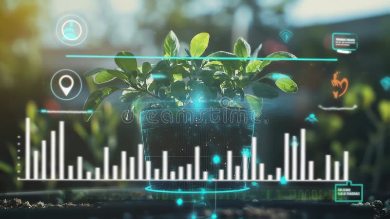 Plant Growing Process Visualization with Futuristic Interface and Data ...