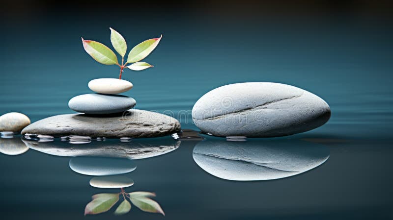 A Plant is Growing on a Rock in the Water Stock Illustration ...