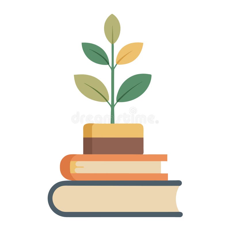 Plant Growing on Books Illustration Concept: Education, Learning ...