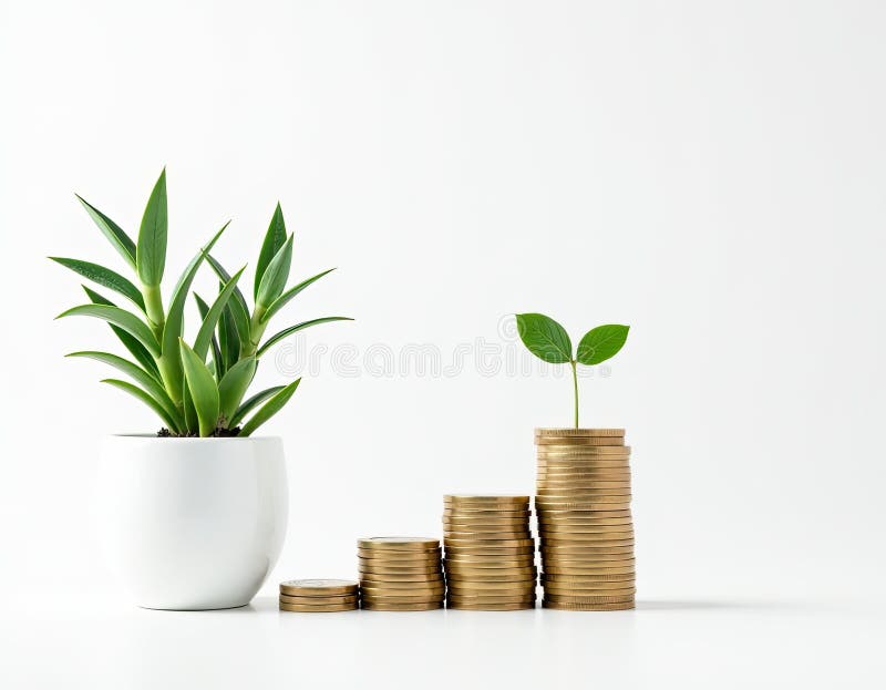 Plant Growing from Stack of Coins - Financial Growth Concept Stock ...