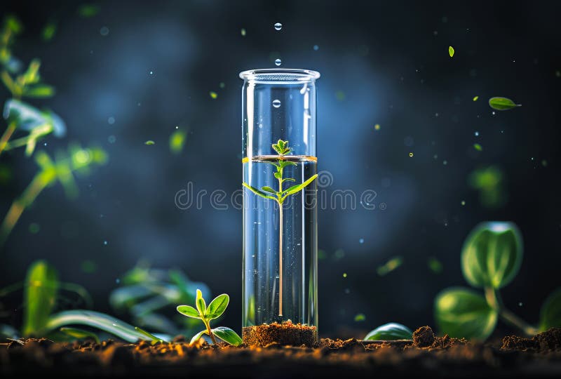 Plant Growing in Test Tube with Water. Dropping Test Over Tube in Lab ...