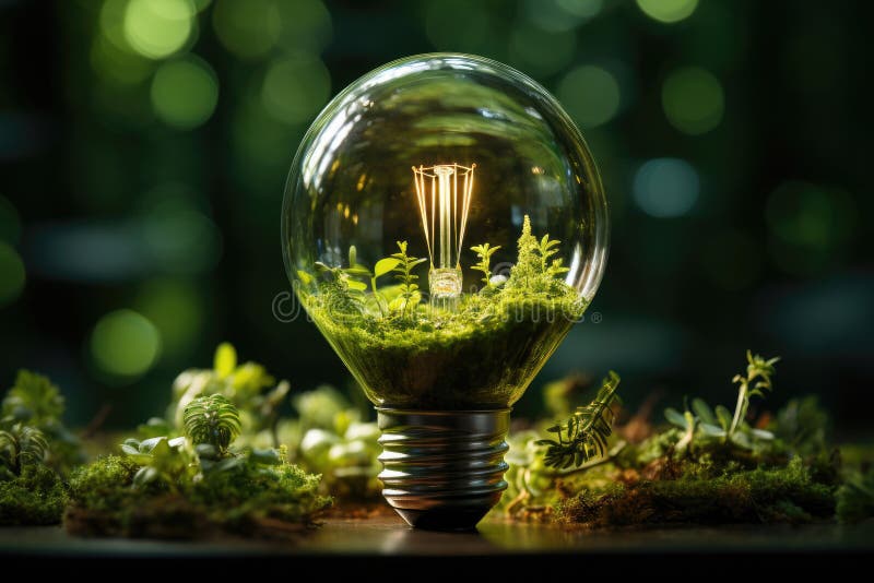 Plant Grows in Light Bulbs, Energy Saving and Environmental Concepts on ...