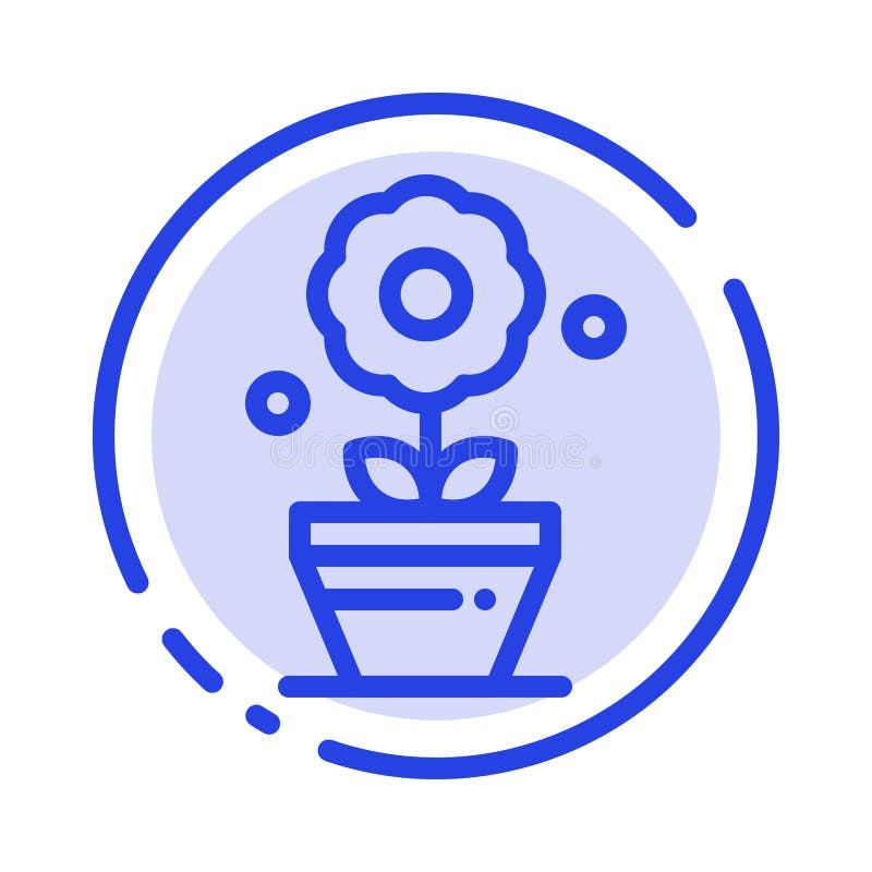 Plant, Growth, Flower Blue Dotted Line Line Icon Stock Vector ...
