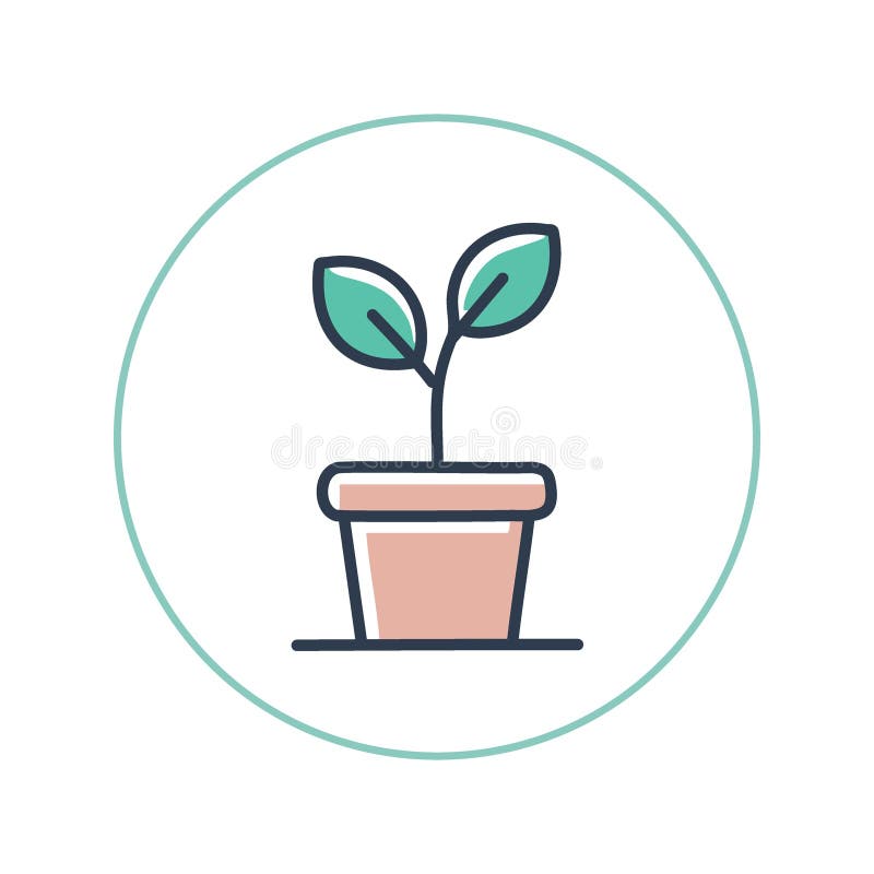 Plant Growth Icon. Simple Icon Depicting a Potted Plant with Two Leaves ...