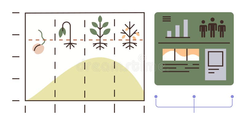 Plant Growth Stages and Data Analysis on a Dashboard Stock Vector ...