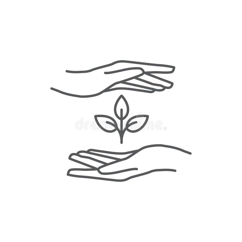 Plant in hand flat icon stock vector. Illustration of life - 255286692