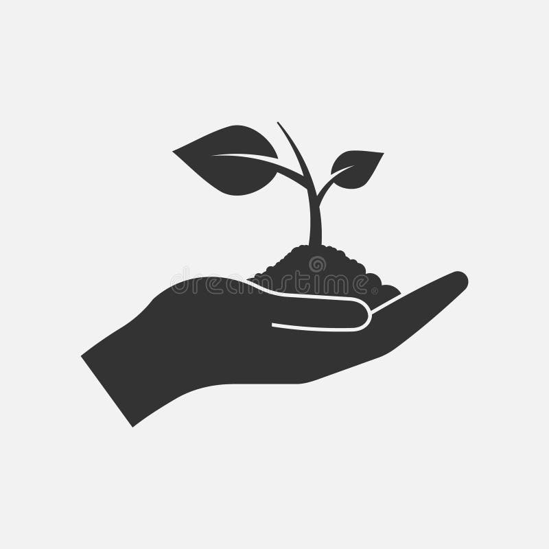 Plant in Hand Thin Line Icon. Sprout in Hand Vector Illustration ...
