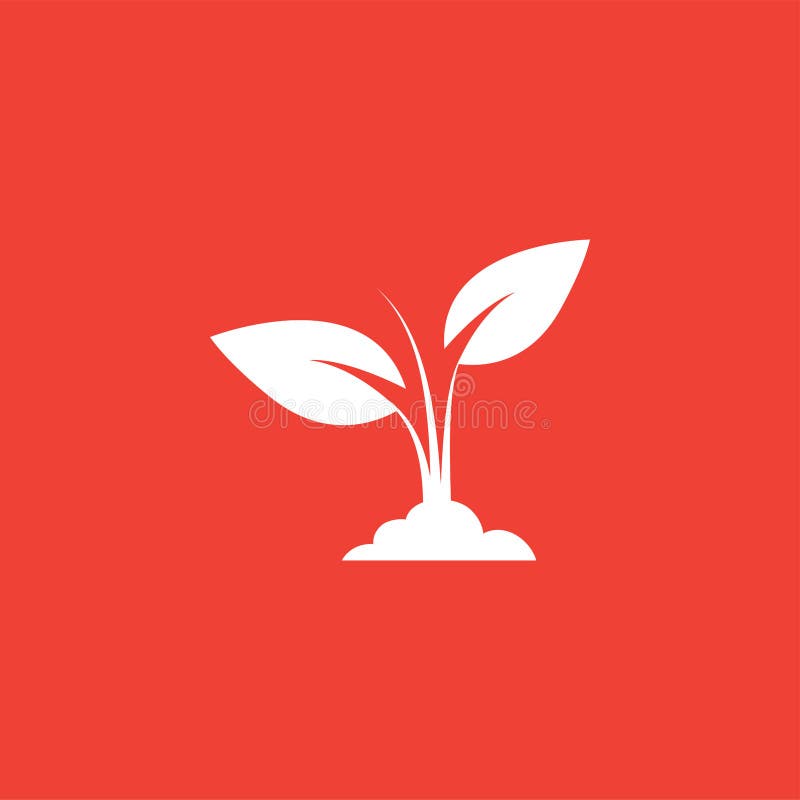 Plant Icon on Red Background. Red Flat Style Vector Illustration Stock ...