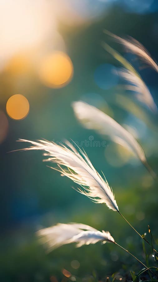 Plant Illuminated by the Light Swaying in the Wind with Blurred Bokeh ...