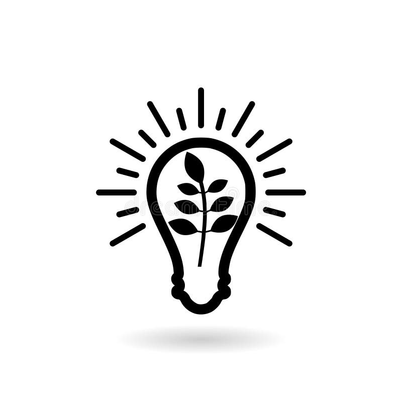 Plant Inside Light Bulb Icon with Shadow Stock Vector - Illustration of ...