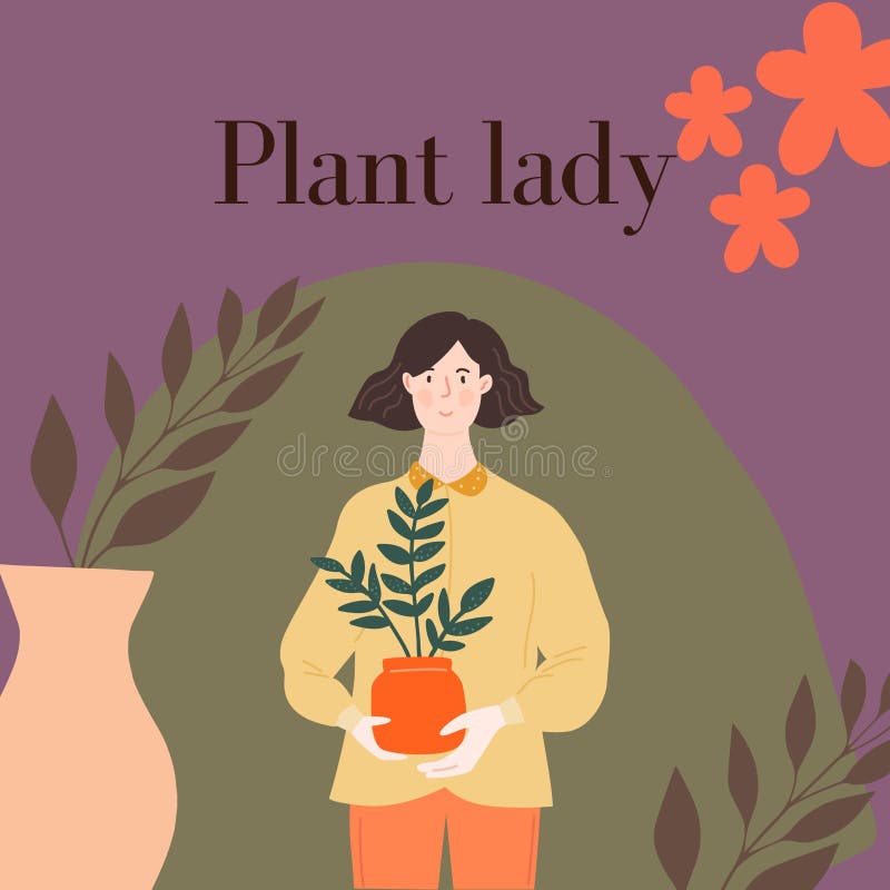 Plant Lady Illustration Instagram Posts Stock Illustration ...