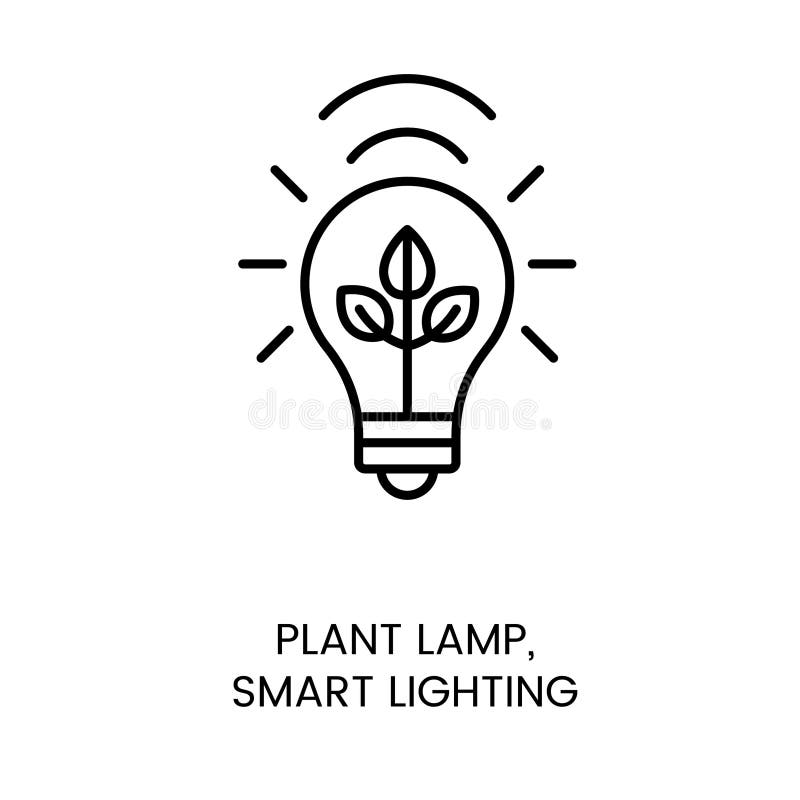 Plant Lamp Icon with Editable Stroke for Smart Lighting and Growth ...
