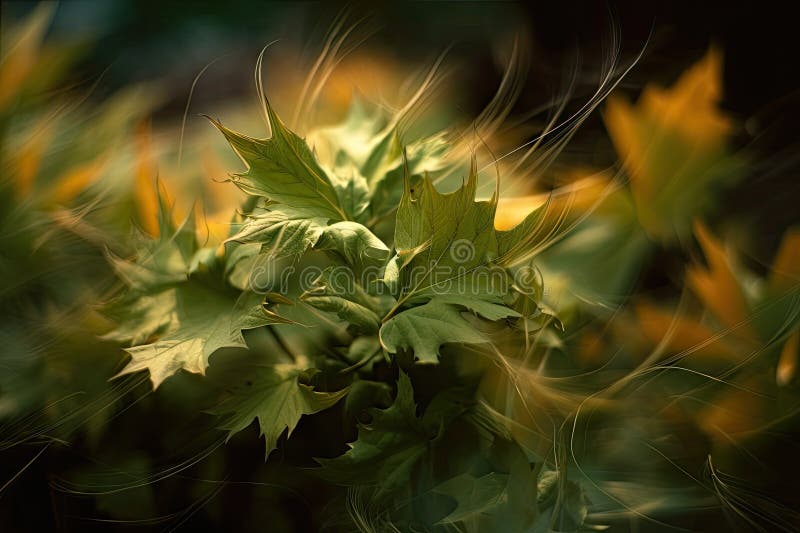 Plant Leaf Explosion, with Close-up of Individual Leaves in Blurred ...