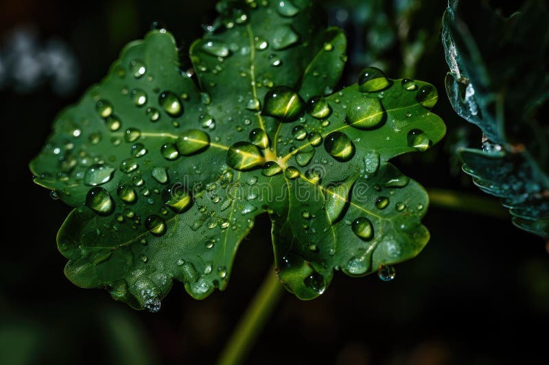 Plant Leaf Explosion with Close-up of Single Leaf and Droplets of Water ... Plant Leaf Explosion with Close-up of Single Leaf and Droplets of Water ...