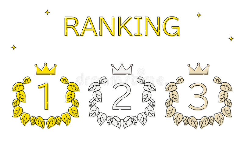 Plant Leaf Style Simple Line Drawing Ranking Icon Set Stock Vector ...