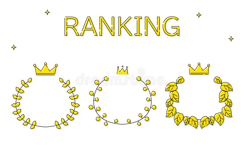 Plant Leaf Style Simple Line Drawing Ranking Icon Set Stock Vector ...