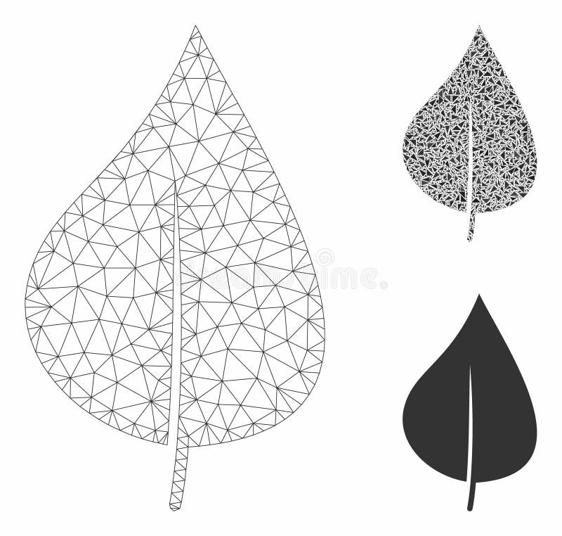 Plant Leaf Vector Mesh 2D Model and Triangle Mosaic Icon Stock Vector ...