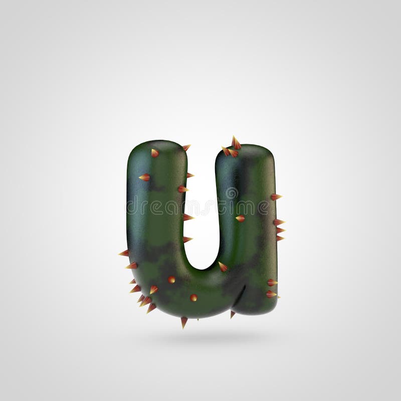 Plant Letter U Lowercase with Spikes Isolated on White Background ...