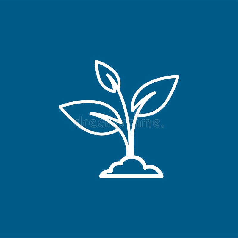 Plant Line Icon on Blue Background. Blue Flat Style Vector Illustration ...