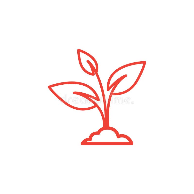Plant Icon on Red Background. Red Flat Style Vector Illustration Stock ...