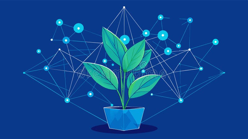 Plant from Lines and Triangles, Point Connecting Network on Blue ...