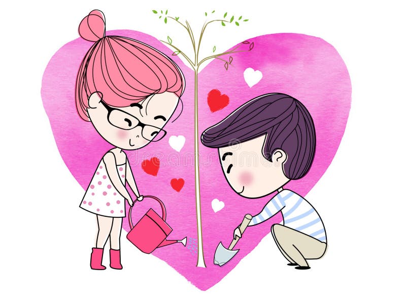 Plant a love tree stock illustration. Illustration of hand - 232309370