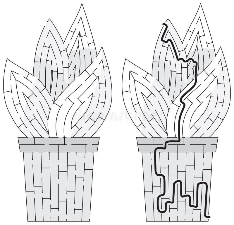 Plant maze stock vector. Illustration of brain, black - 241542798