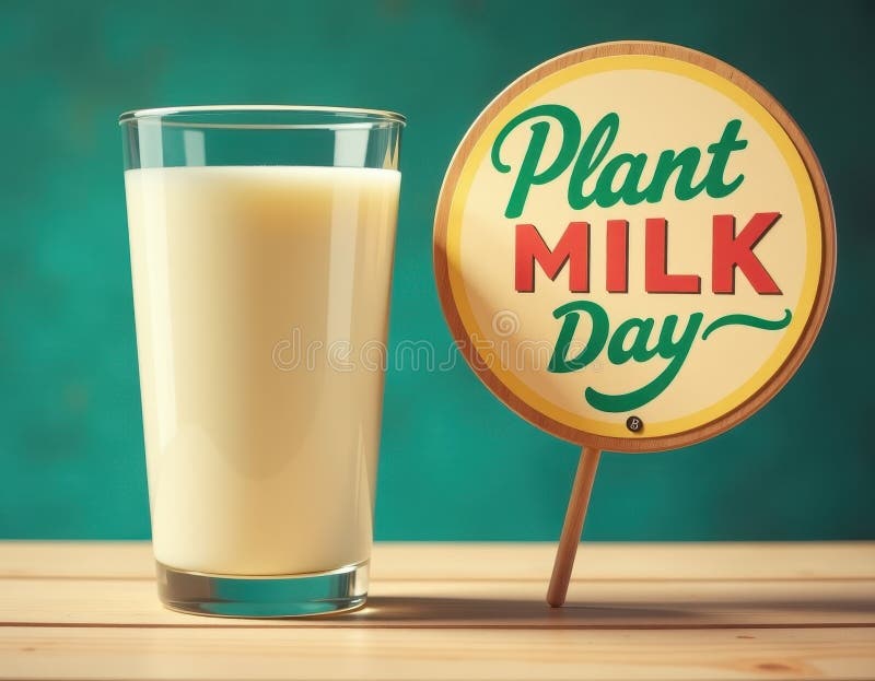 Plant Milk Day a Glass of Creamy Plant-Based Milk Stock Illustration ...