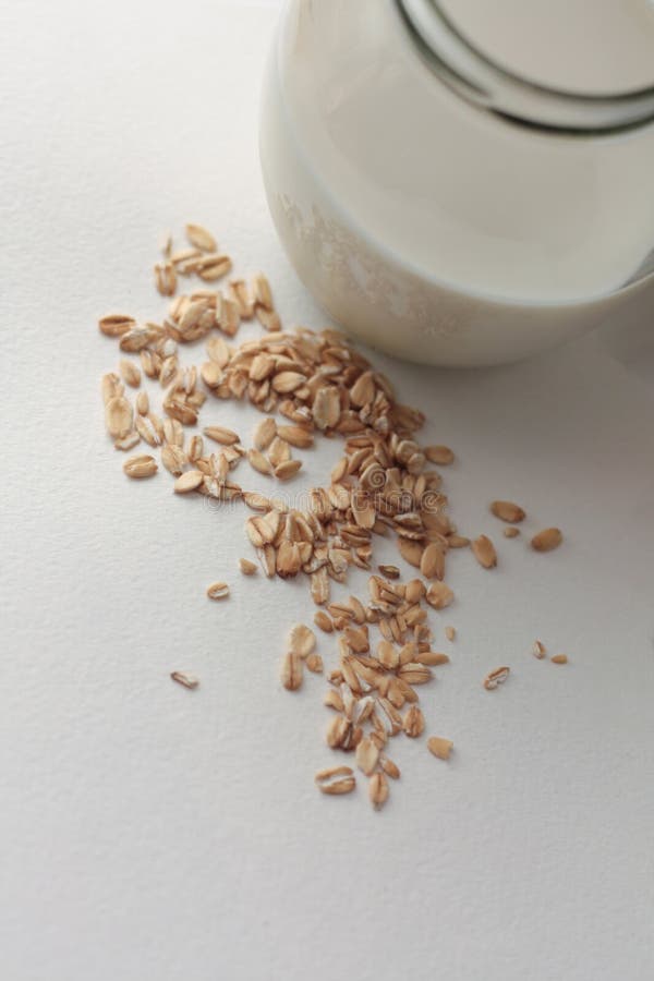 Oat Milk in a Jar, Oatmeal Groats Stock Image - Image of diet, negative ...