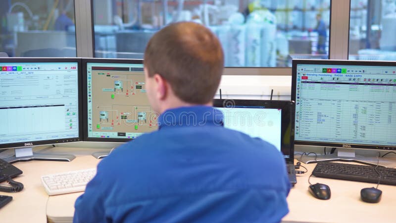 Plant, Paint Factory, Dispatching, Technical Process, the Operator Sits ...