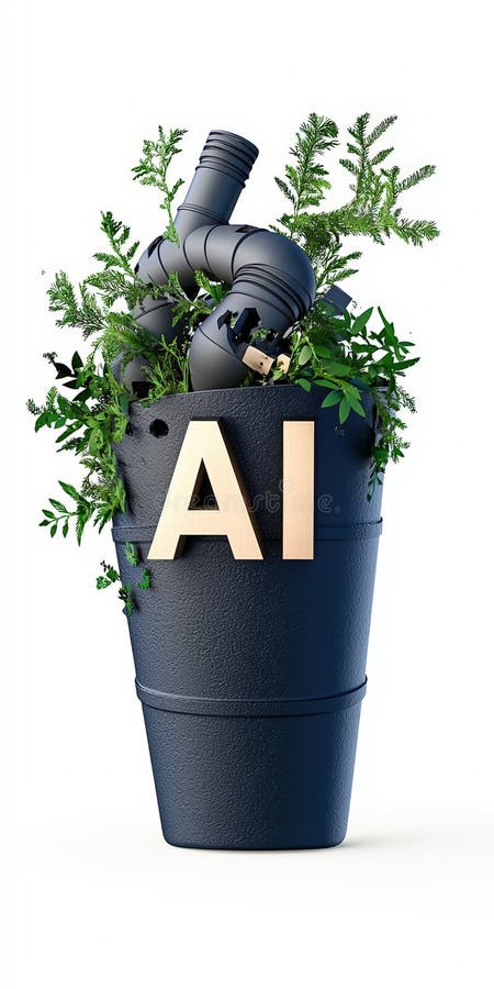 Plant in a Pot with AI Elements Stock Illustration - Illustration of ...