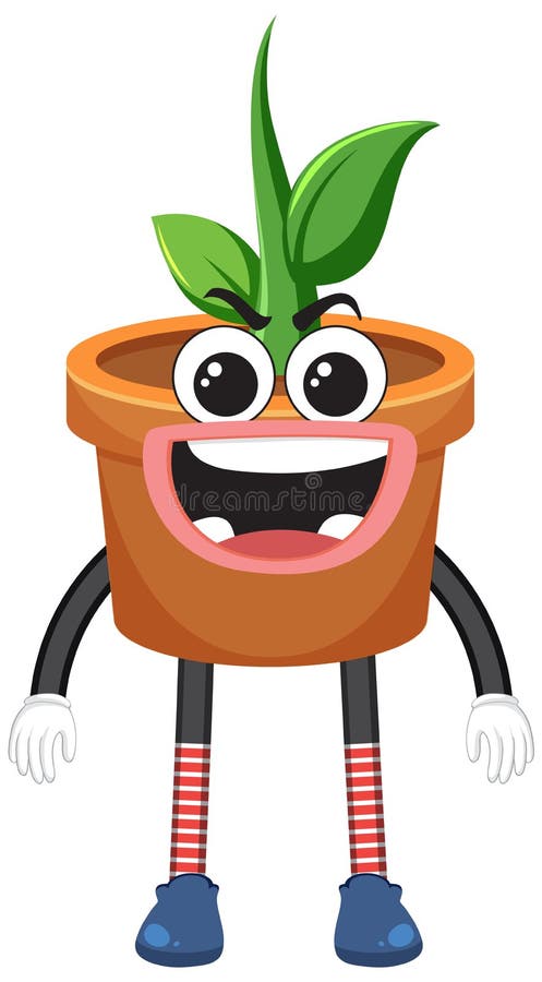 Plant Pot with Facial Expression Stock Vector - Illustration of face ...