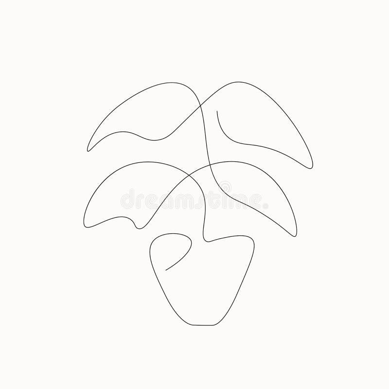 Plant in Pot Line Drawing. Vector Stock Vector - Illustration of line ...
