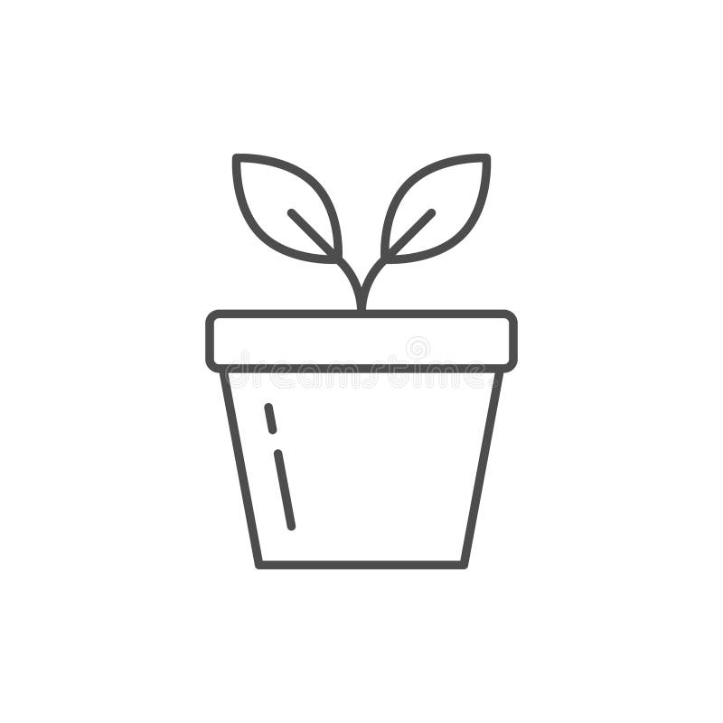 Plant Pot Line Outline Icon Stock Vector - Illustration of gardening ...