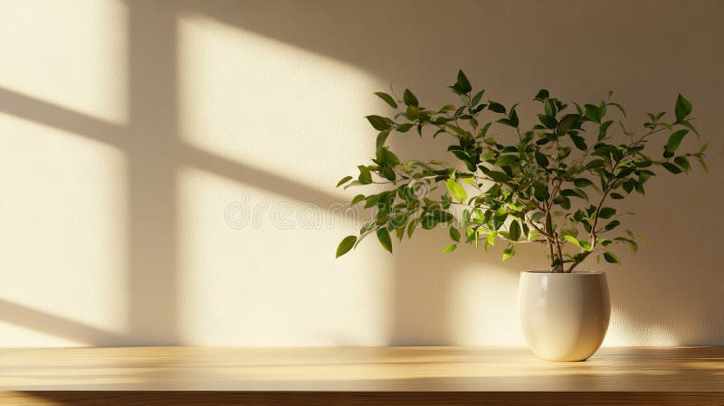 Plant Pot Placed White Surface Shadows Sunlight Stock Photos - Free ...