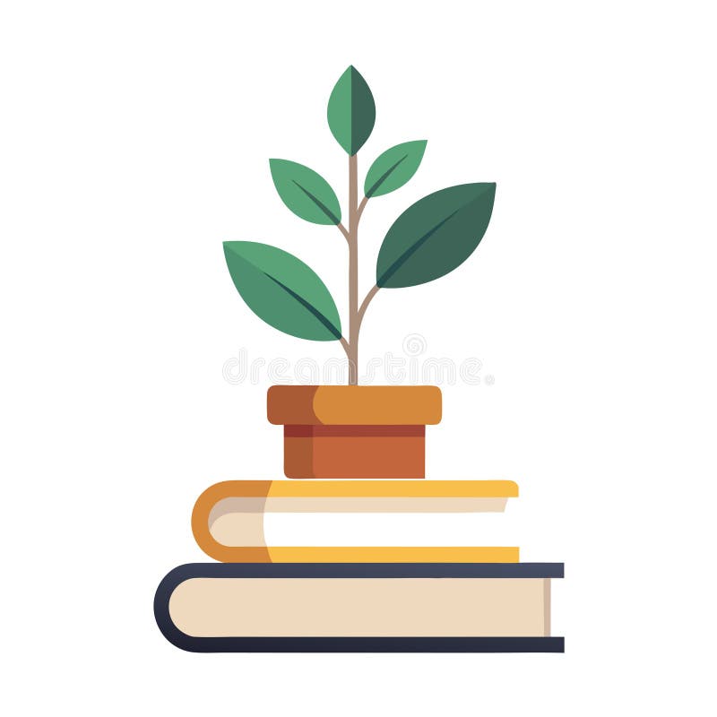 Plant on Books: Symbol of Knowledge, Growth, and Learning Icon Stock ...