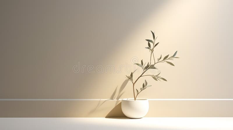 Plant in Pot with Shadow on the Wall Stock Image - Image of nature ...
