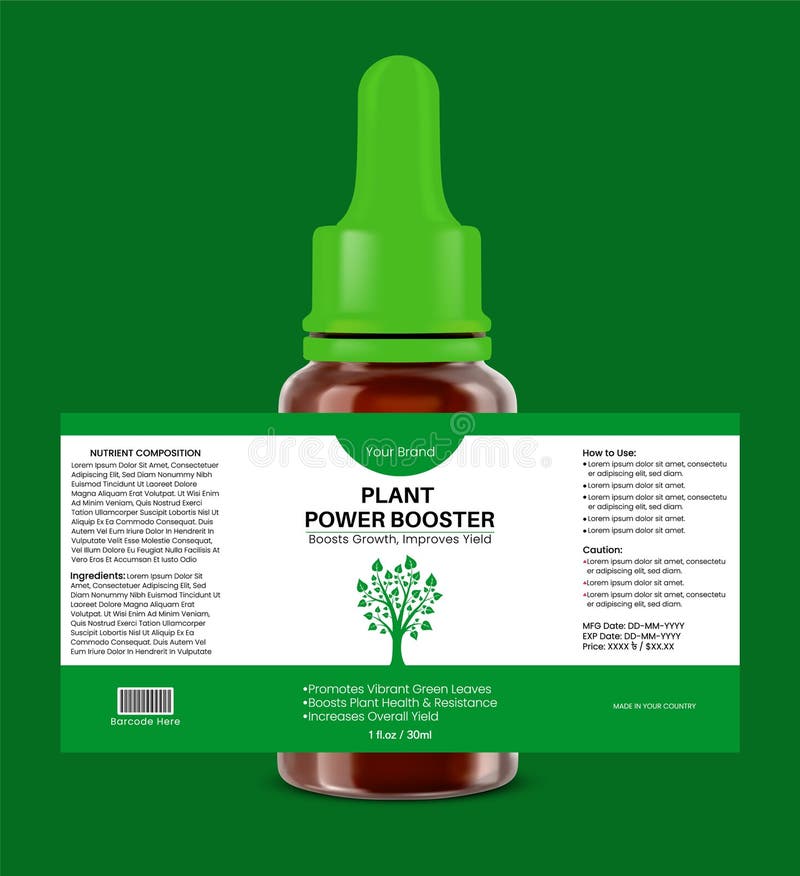 Plant Power Booster Bottle Label Template Stock Illustration ...