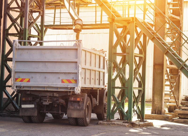 Plant for Processing and Storing Grain, a Truck is Loaded with Grain ...