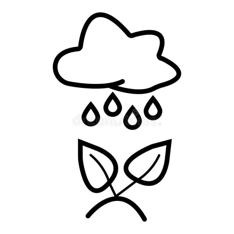 Plant in the Rain Line Style Icon Vector Design Stock Illustration ...