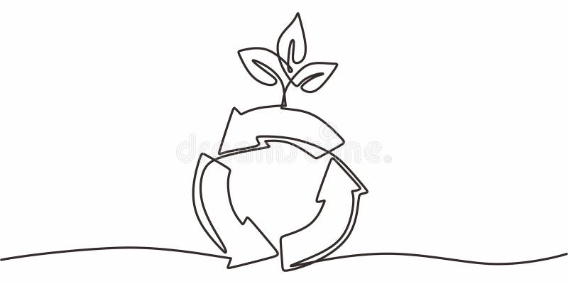 Plant Recycle Icon One Line. Sustainable Environment Vector. Zero Waste ...