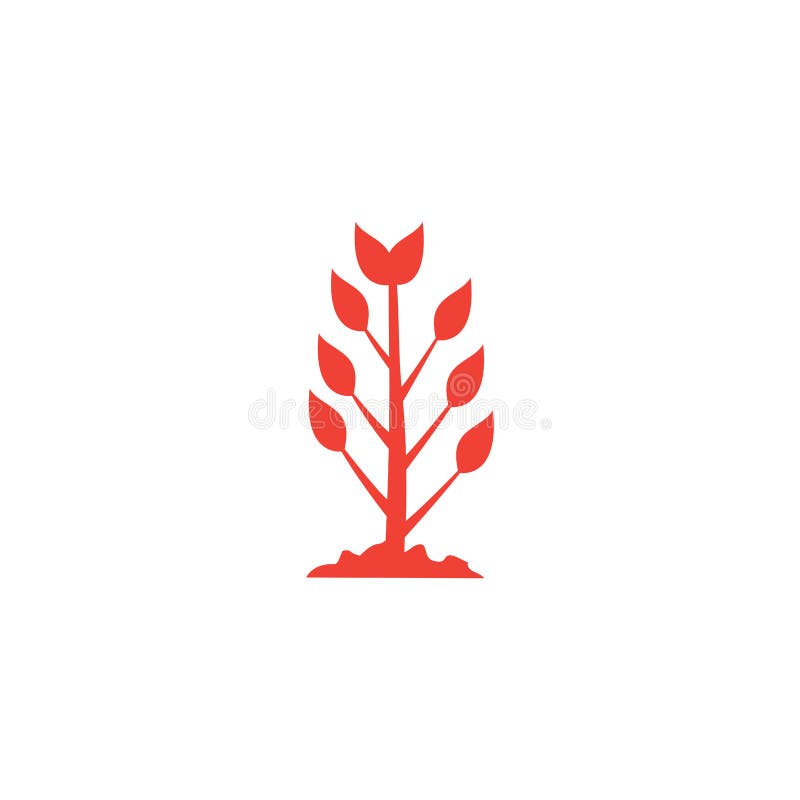 Plant Red Icon on White Background. Red Flat Style Vector Illustration ...