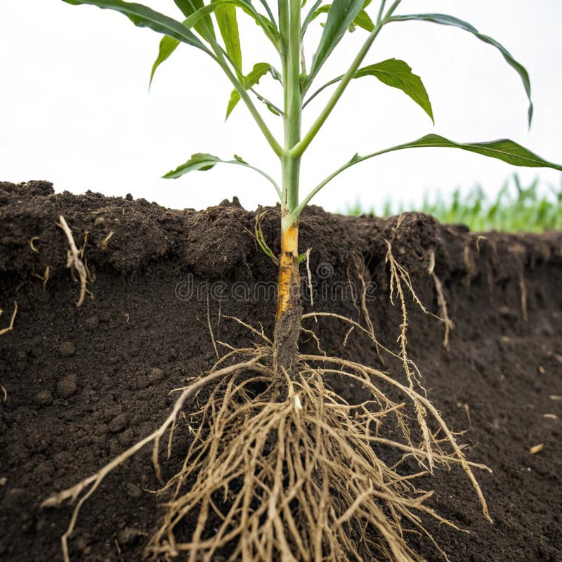 Plant with Roots Cross-section View Stock Illustration - Illustration ...