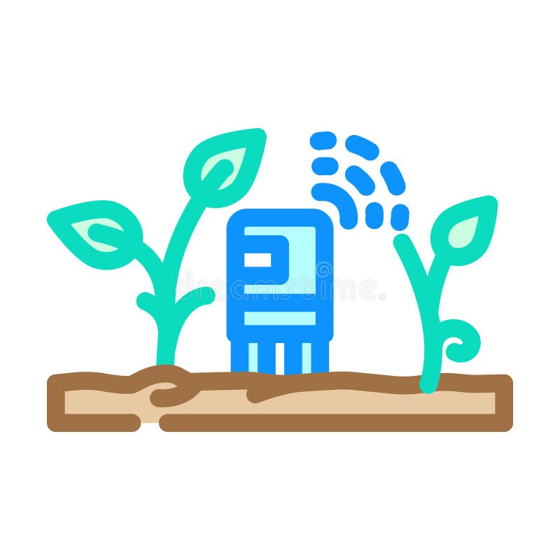 Plant Sensor Agri Tech Color Icon Vector Illustration Stock ...