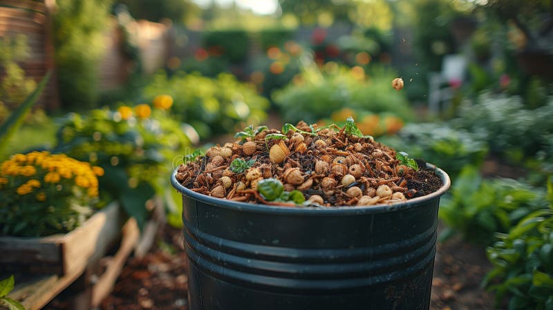 The Plant is Sitting Inside of the Bucket in the Garden Stock Image ...